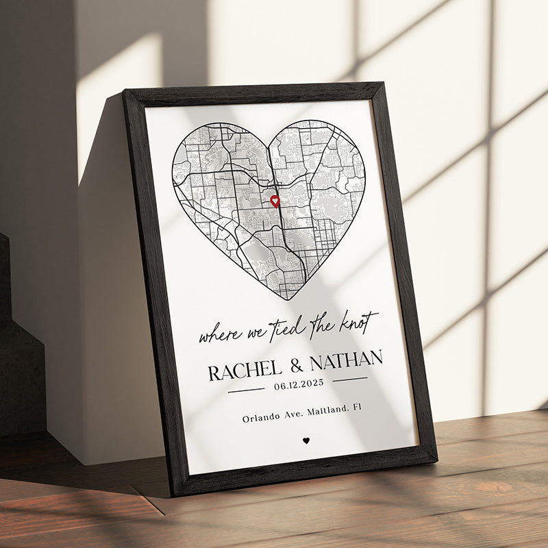 Couples Memory Map Wall Frame with Custom Location – GiftShire