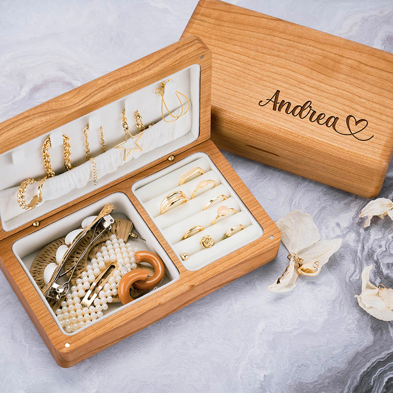 Custom Name Engraved Personalized Jewelry Wood Box for Her – GiftShire