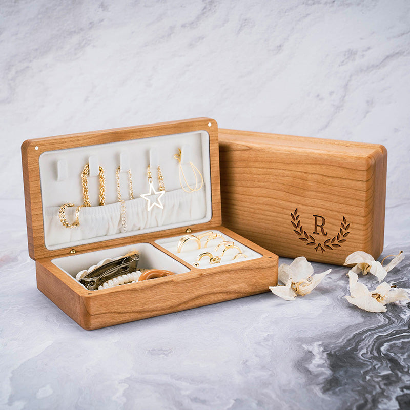 Custom Name Engraved Personalized Jewelry Wood Box for Her – GiftShire