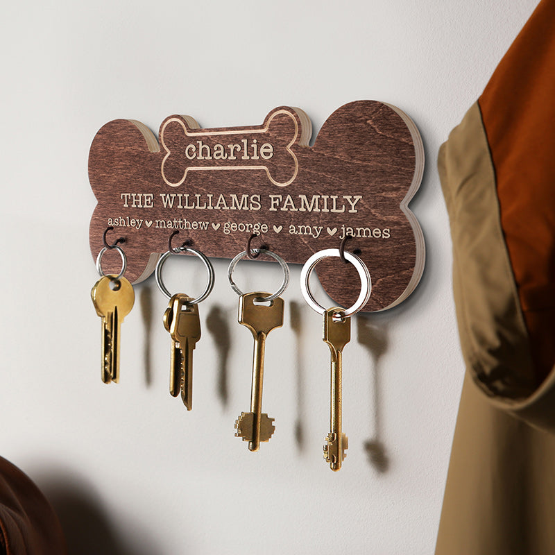Personalized Key Holder for Wall – Bone Shaped Wall Art – GiftShire