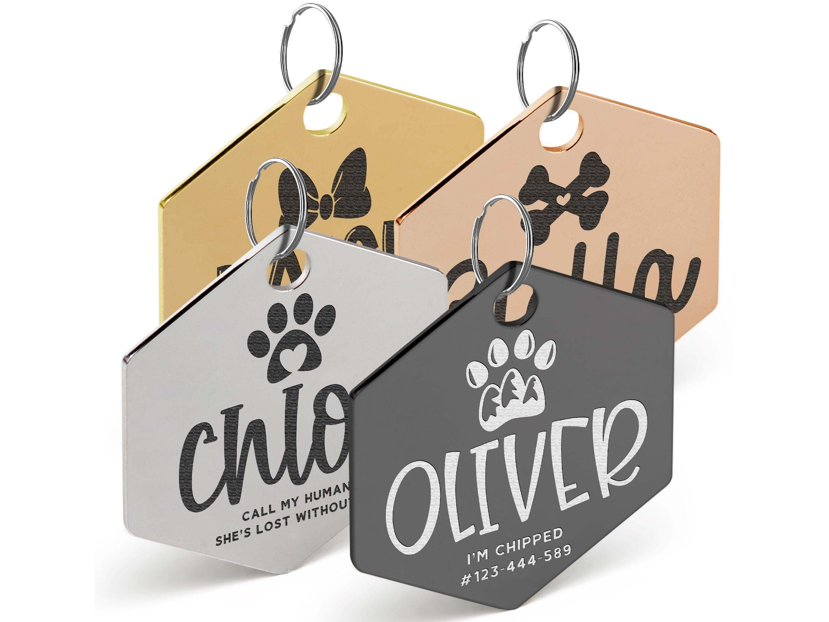 Dog & Cat Name Engraved ID Tag - Personalized in 5-Shapes – GiftShire