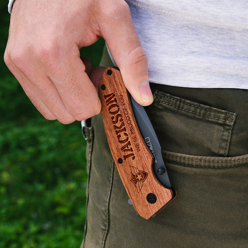 Engraved Pocket Knife with Text & Custom Logo – GiftShire