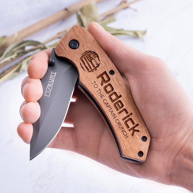 Engraved Pocket Knife with Text & Custom Logo – GiftShire