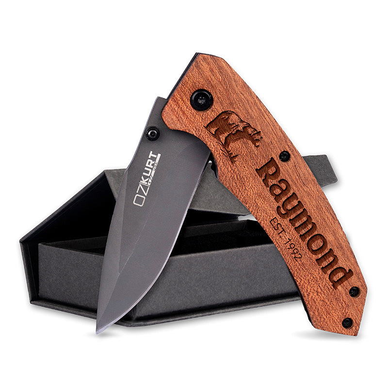 Engraved Pocket Knife with Text & Custom Logo – GiftShire