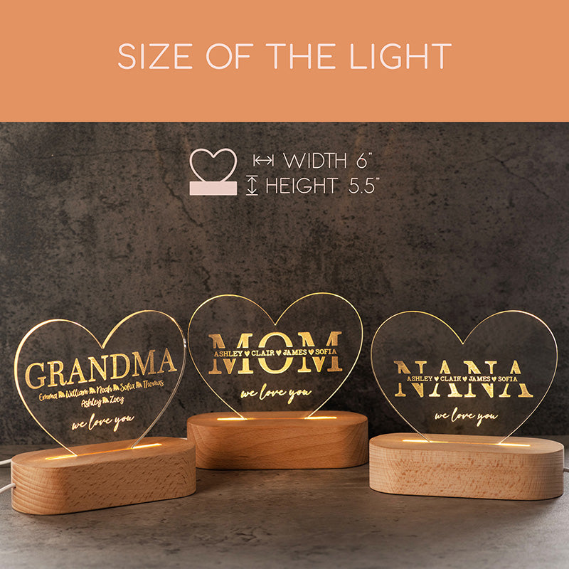 We Love You Mom Night Light With Personalization – GiftShire