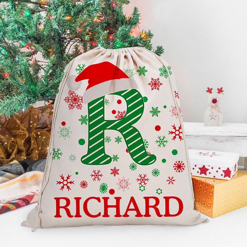 Personalized Santa Sack with Custom Initial and Name – GiftShire