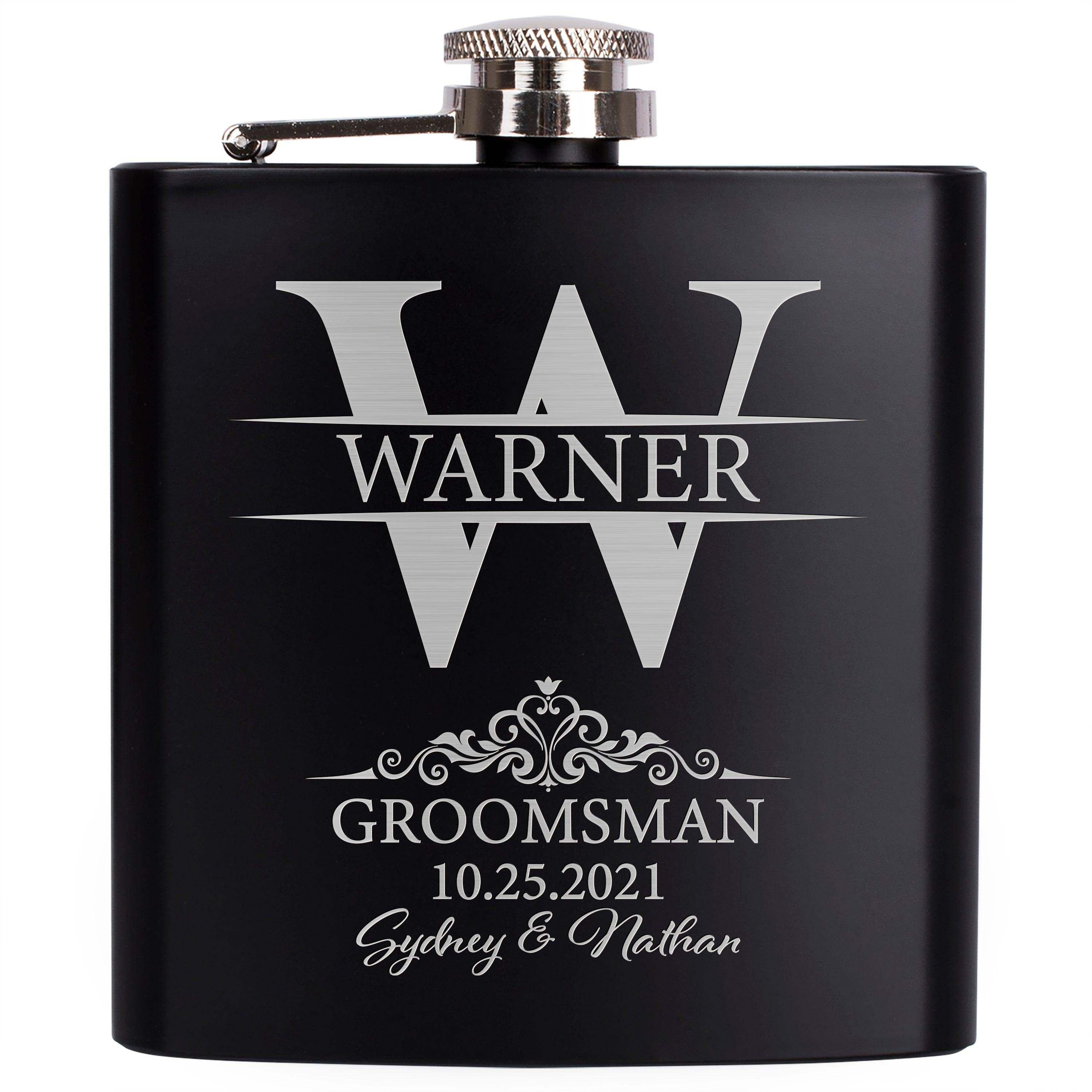 Personalized Initial Flask, Stainless Black Flask, Gift for Him – GiftShire